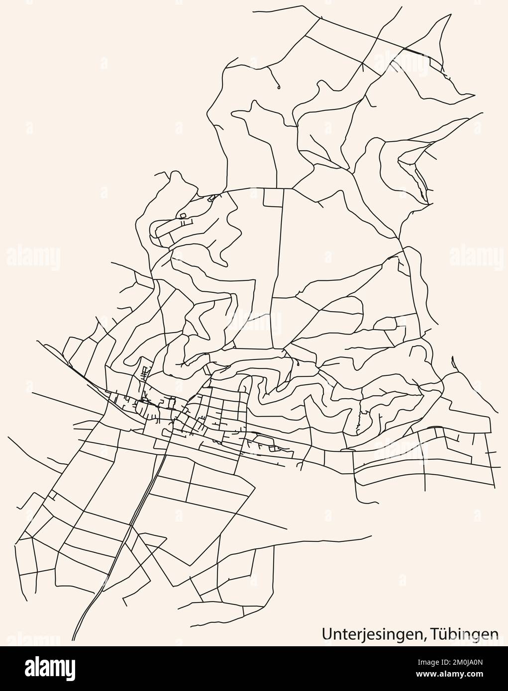 Street roads map of the UNTERJESINGEN DISTRICT, TÜBINGEN Stock Vector ...
