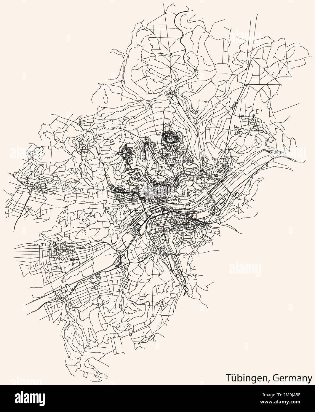 Street roads map of TÜBINGEN, GERMANY Stock Vector Image & Art - Alamy