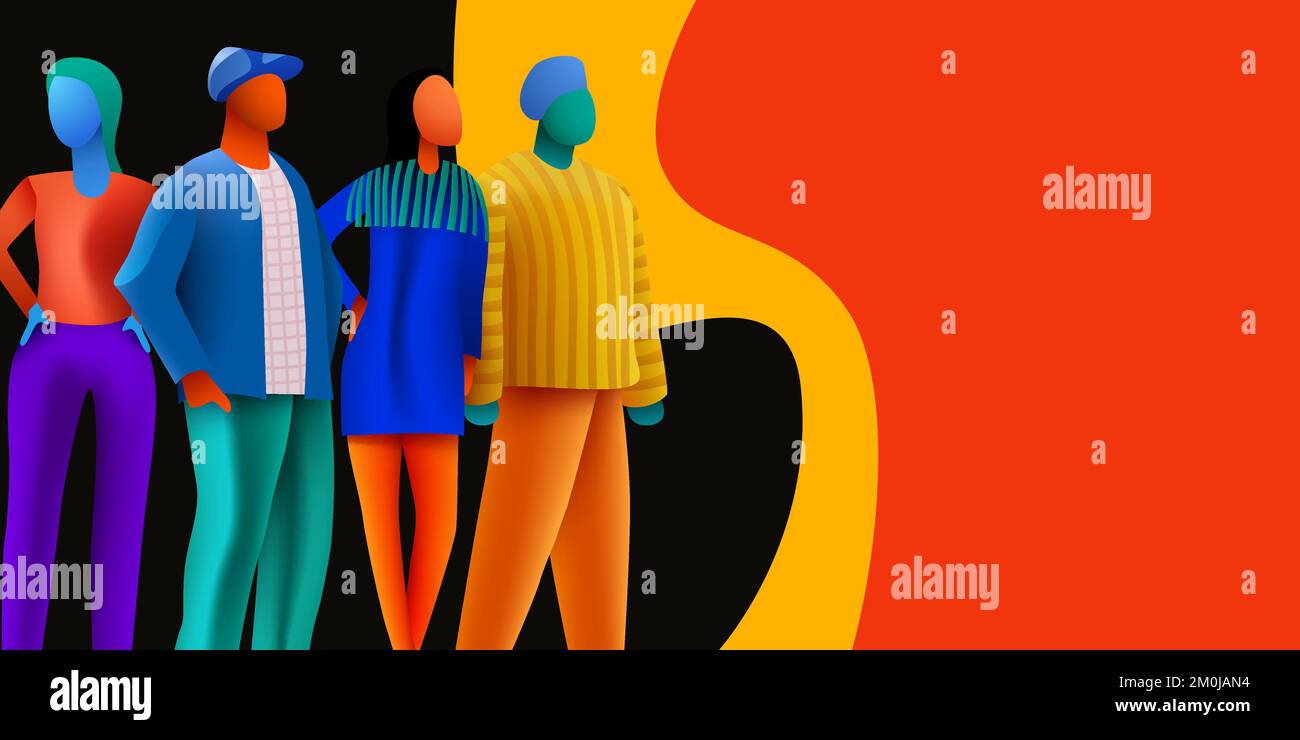 3d colorful people standing together. Team or friendship concept ...