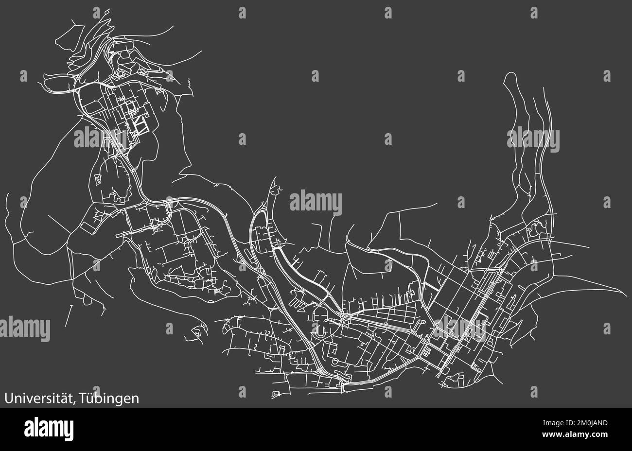 Street roads map of the UNIVERSITÄT DISTRICT, TÜBINGEN Stock Vector ...