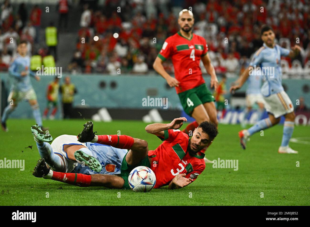 Noussair Mazraoui of Morocco during Morocco v Spain match of the Fifa ... Noussair Mazraoui of Morocco during Morocco v Spain match of the Fifa ...