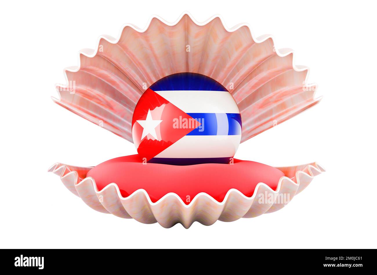 Travel in Cuba, concept. Pearl with Cuban flag inside seashell, 3d ...