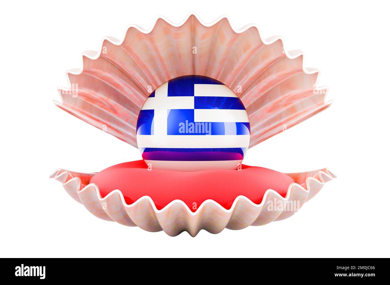 Travel in Greece, concept. Pearl with Greek flag inside seashell, 3d ...