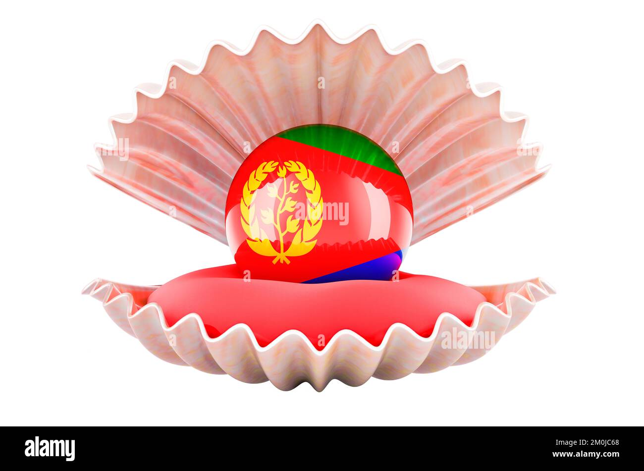 Travel In Eritrea Concept Pearl With Eritrean Flag Inside Seashell 3d Rendering Isolated On