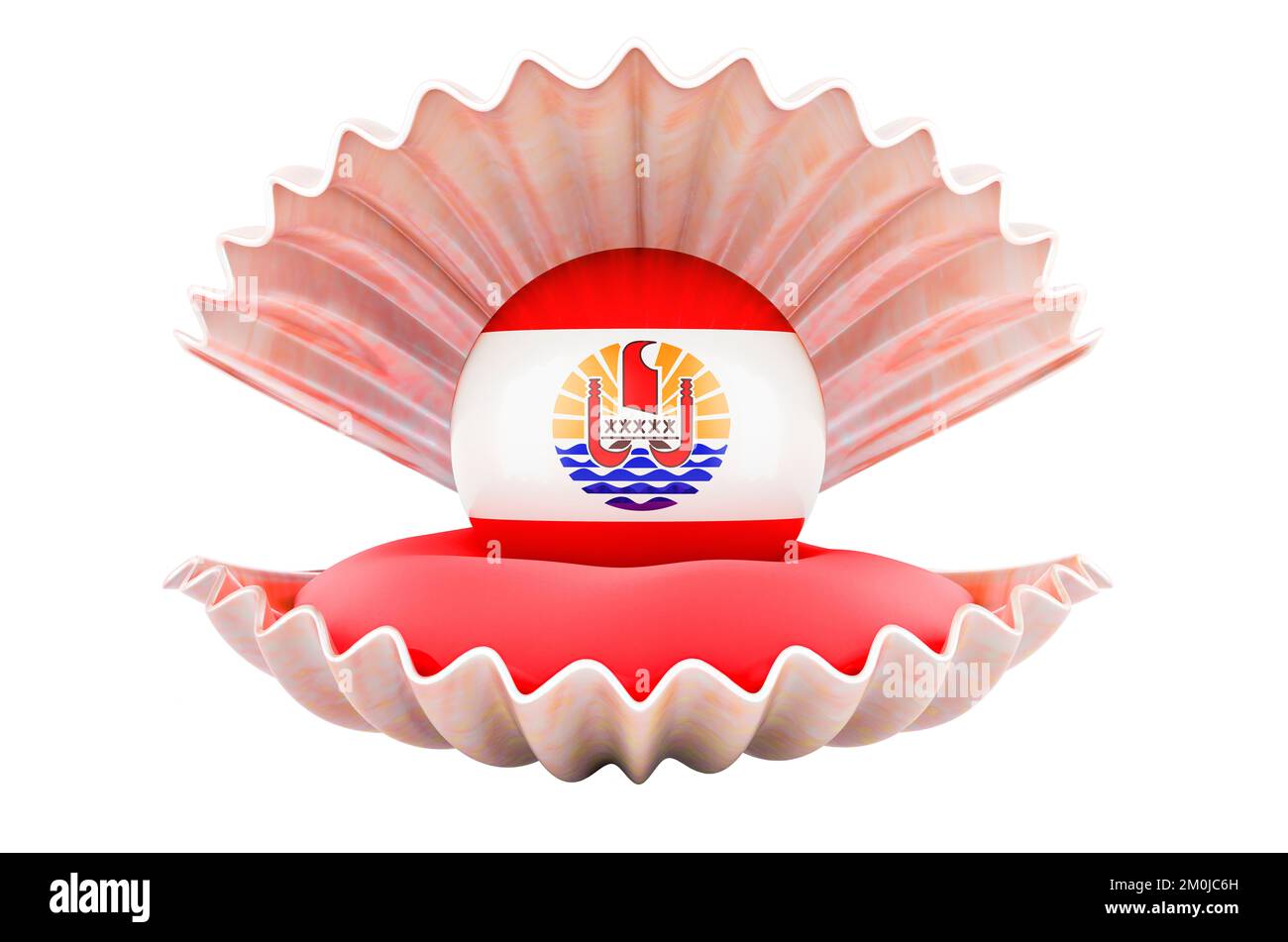 Travel in French Polynesia, concept. Pearl with French Polynesian flag ...