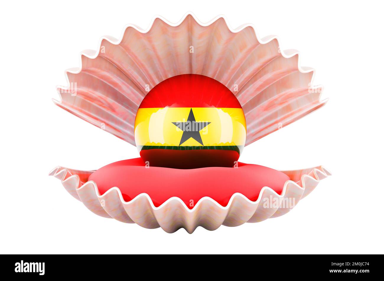 Travel in Ghana, concept. Pearl with Ghanaian flag inside seashell, 3d ...