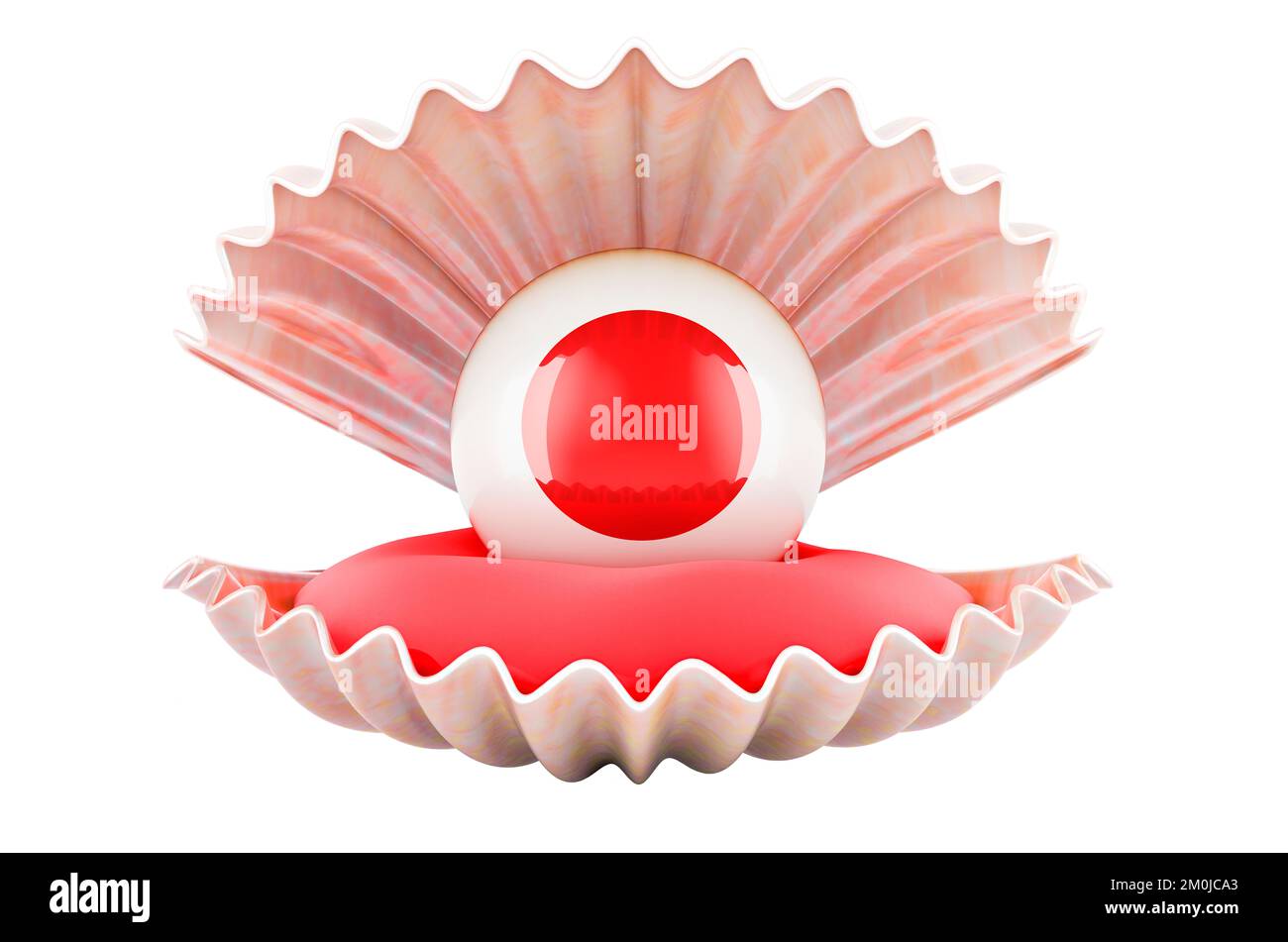 Travel in Japan, concept. Pearl with Japanese flag inside seashell, 3d ...