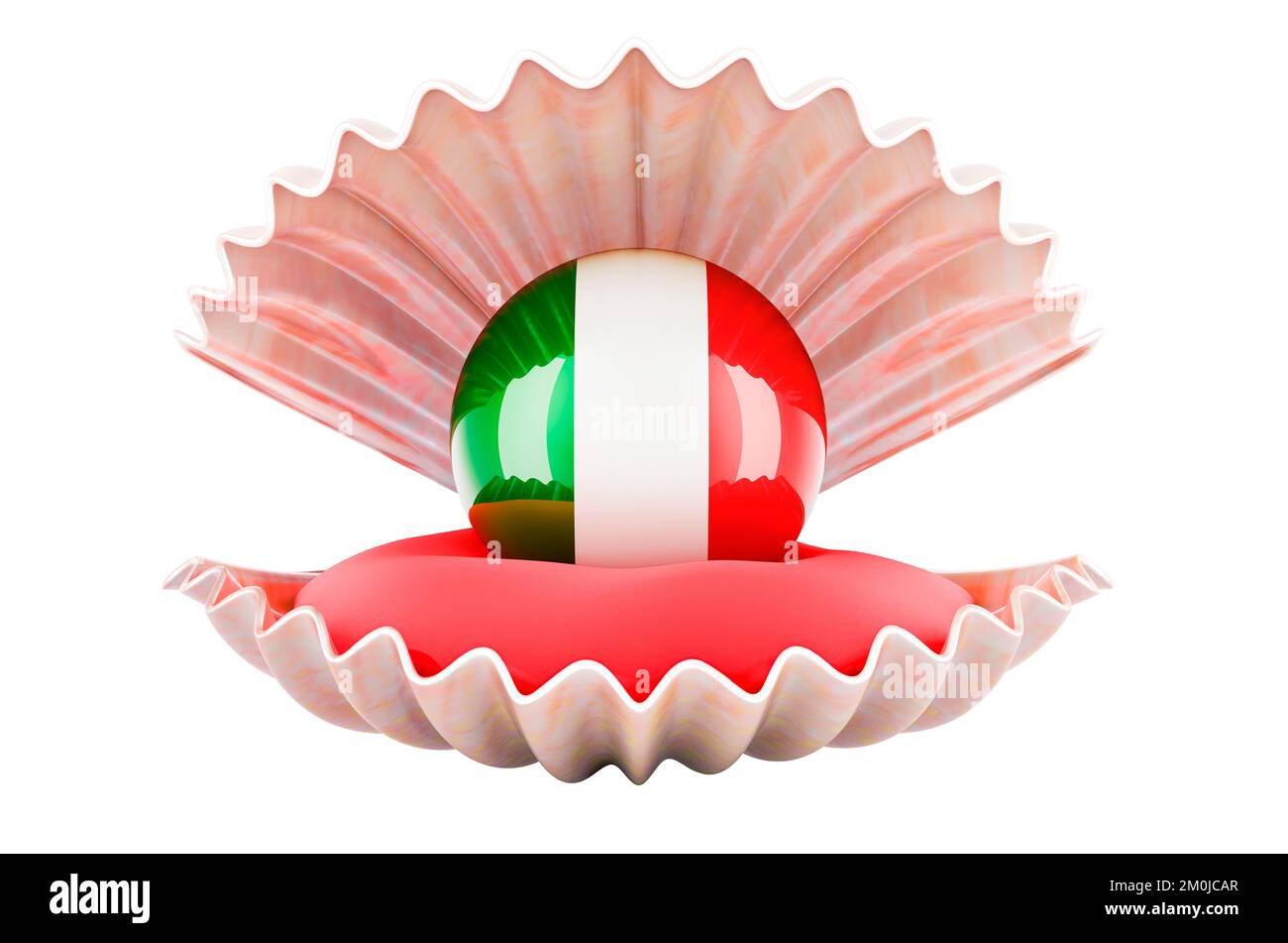 Travel in Italy, concept. Pearl with Italian flag inside seashell, 3d ...