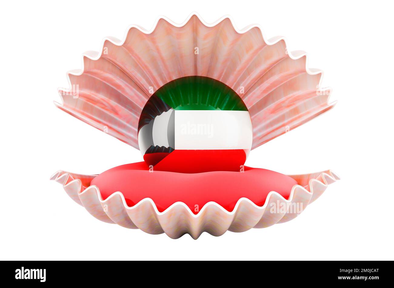 Travel in Kuwait, concept. Pearl with Kuwaiti flag inside seashell, 3d ...