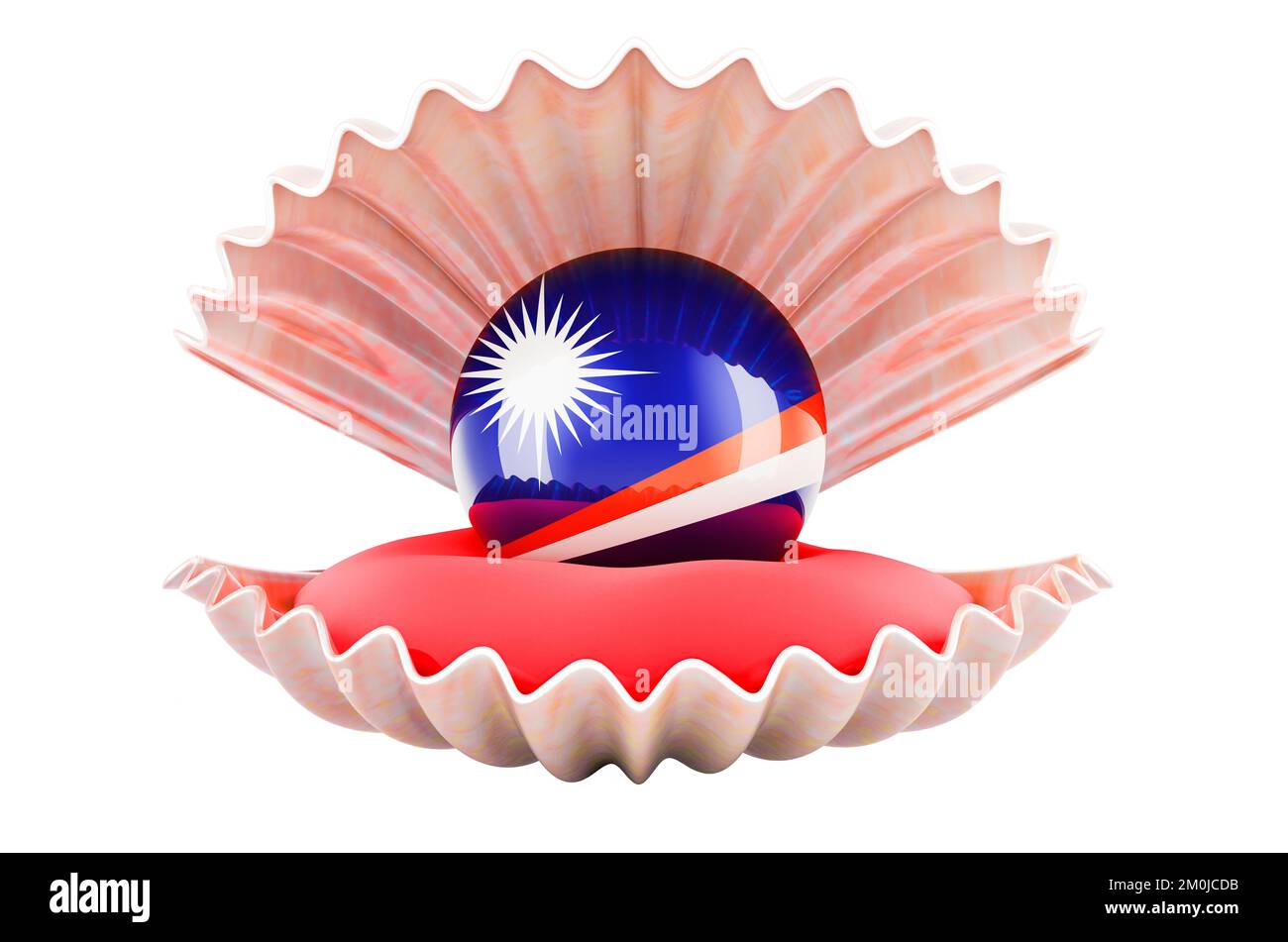 Travel in Marshall Islands, concept. Pearl with Marshallese flag inside ...