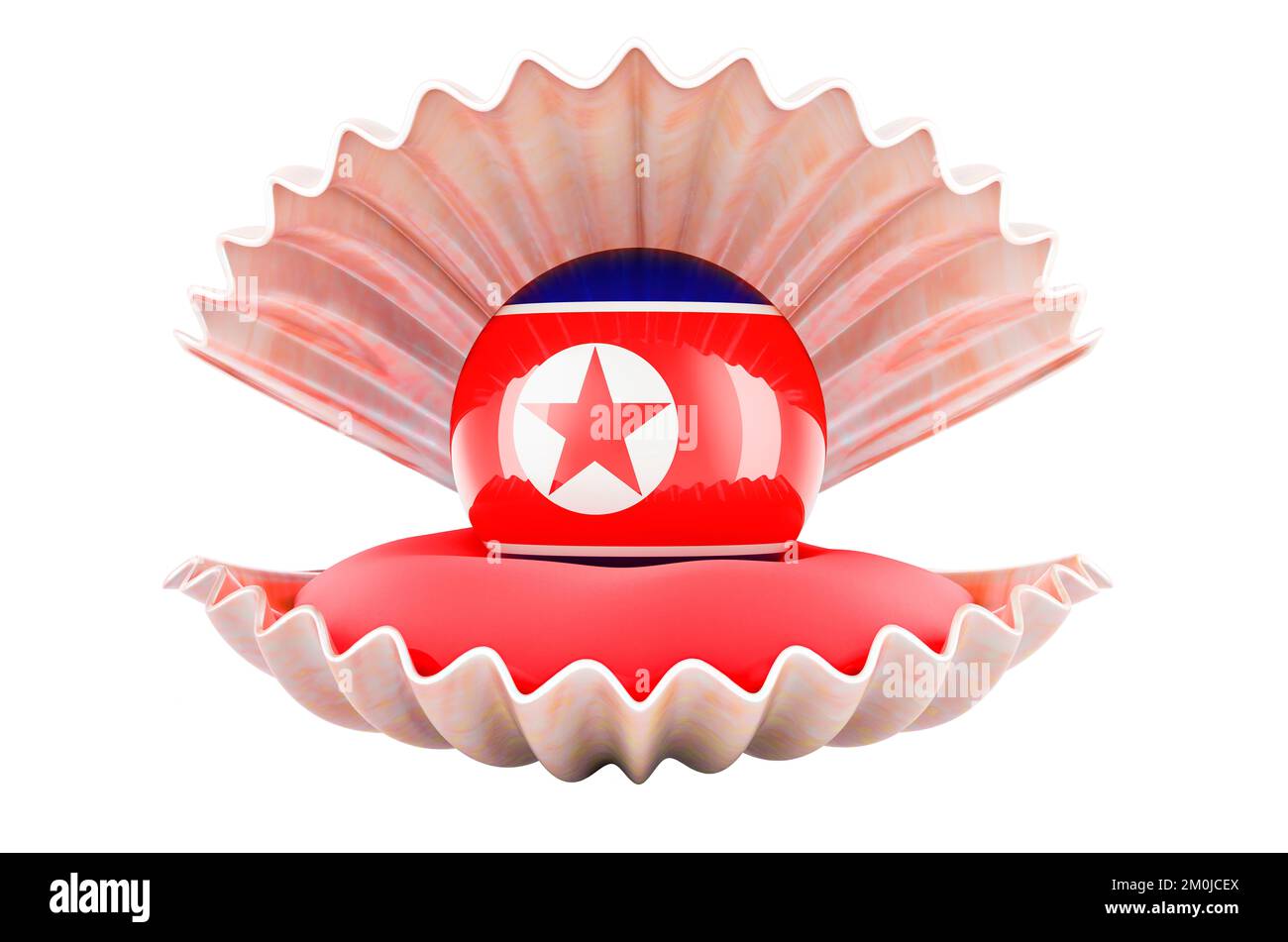 Travel in North Korea, concept. Pearl with North Korean flag inside ...