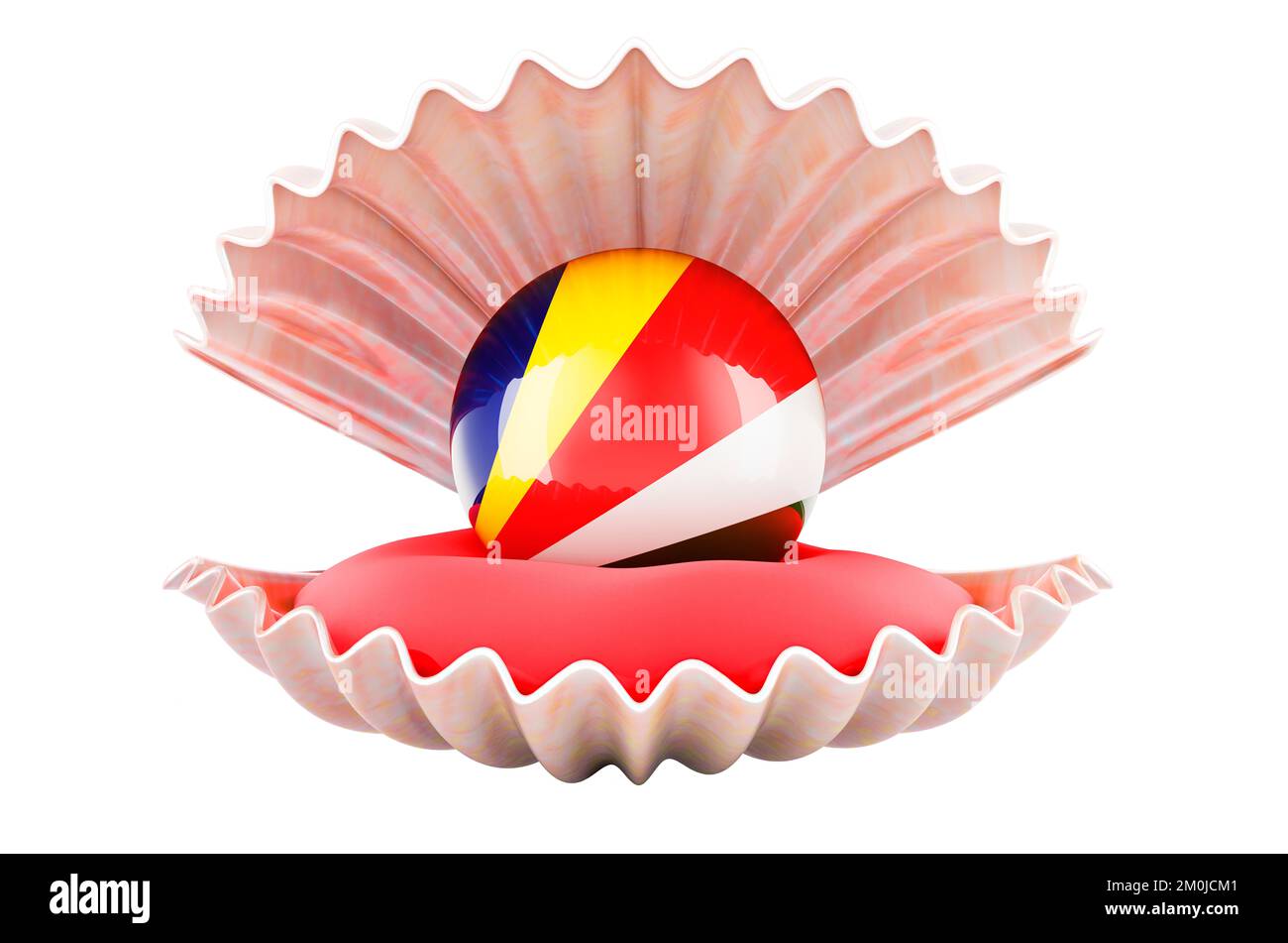 Travel in Seychelles, concept. Pearl with Seychelloise flag inside ...