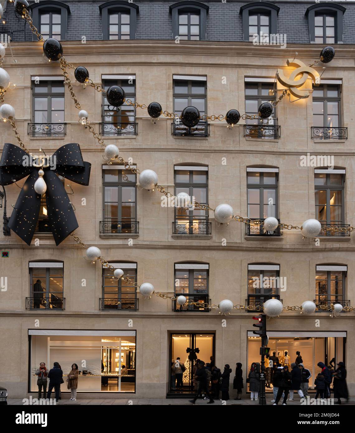View of facade of Coco Chanel with christmas decoration Stock Photo - Alamy
