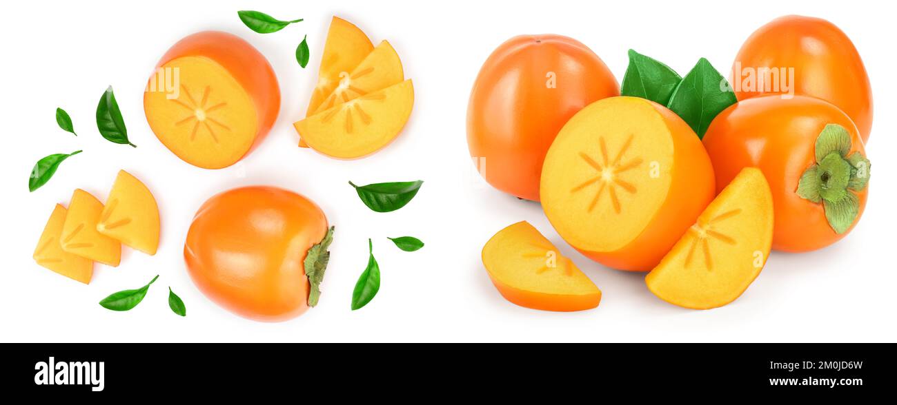 persimmon slice isolated on white background with copy space for your ...