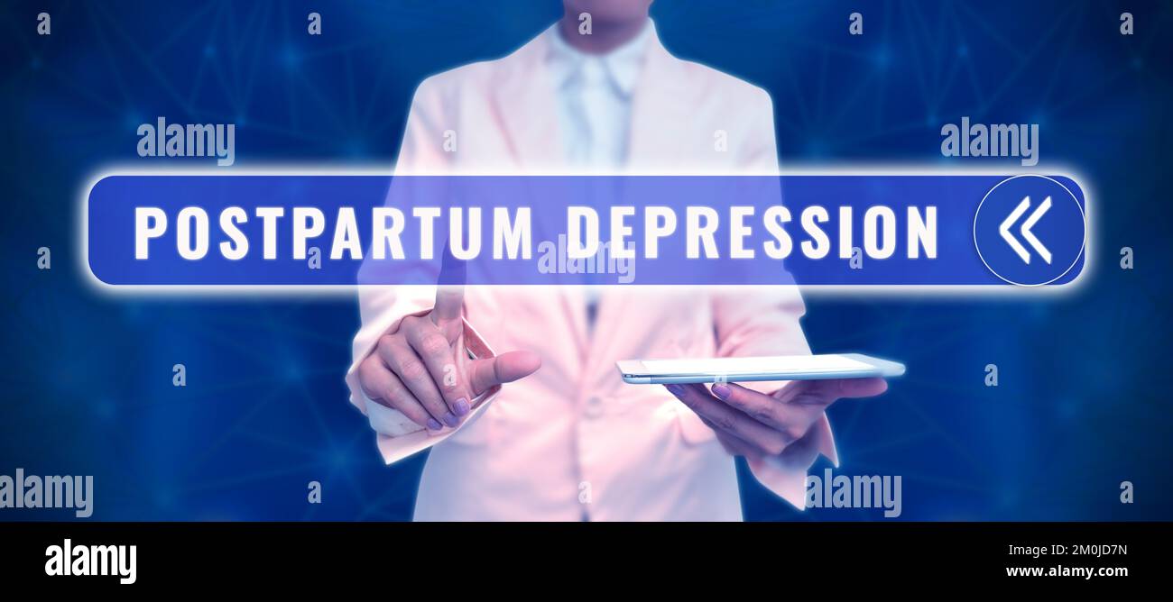 Writing displaying text Postpartum Depression. Word for a mood disorder ...