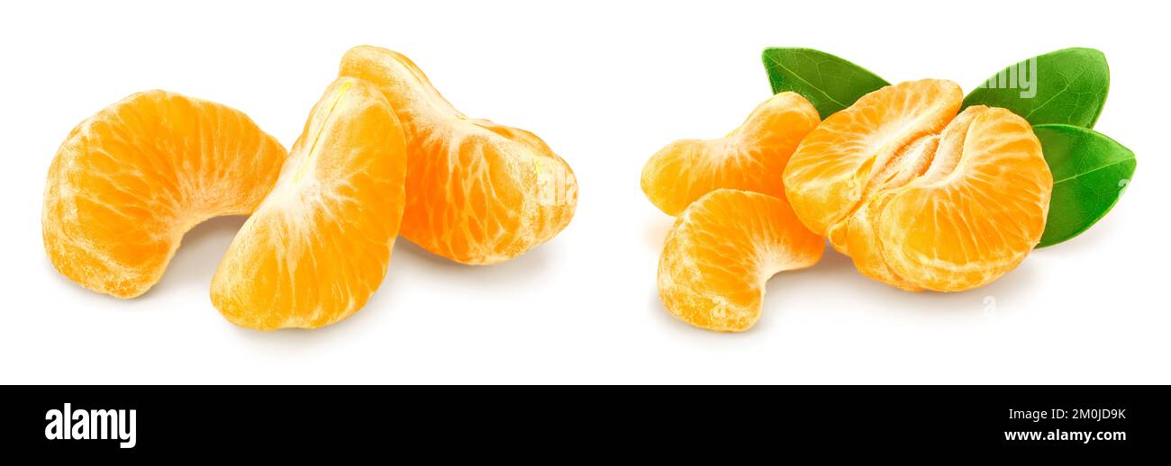 tangerine or mandarin fruit with leaves isolated on white background ...