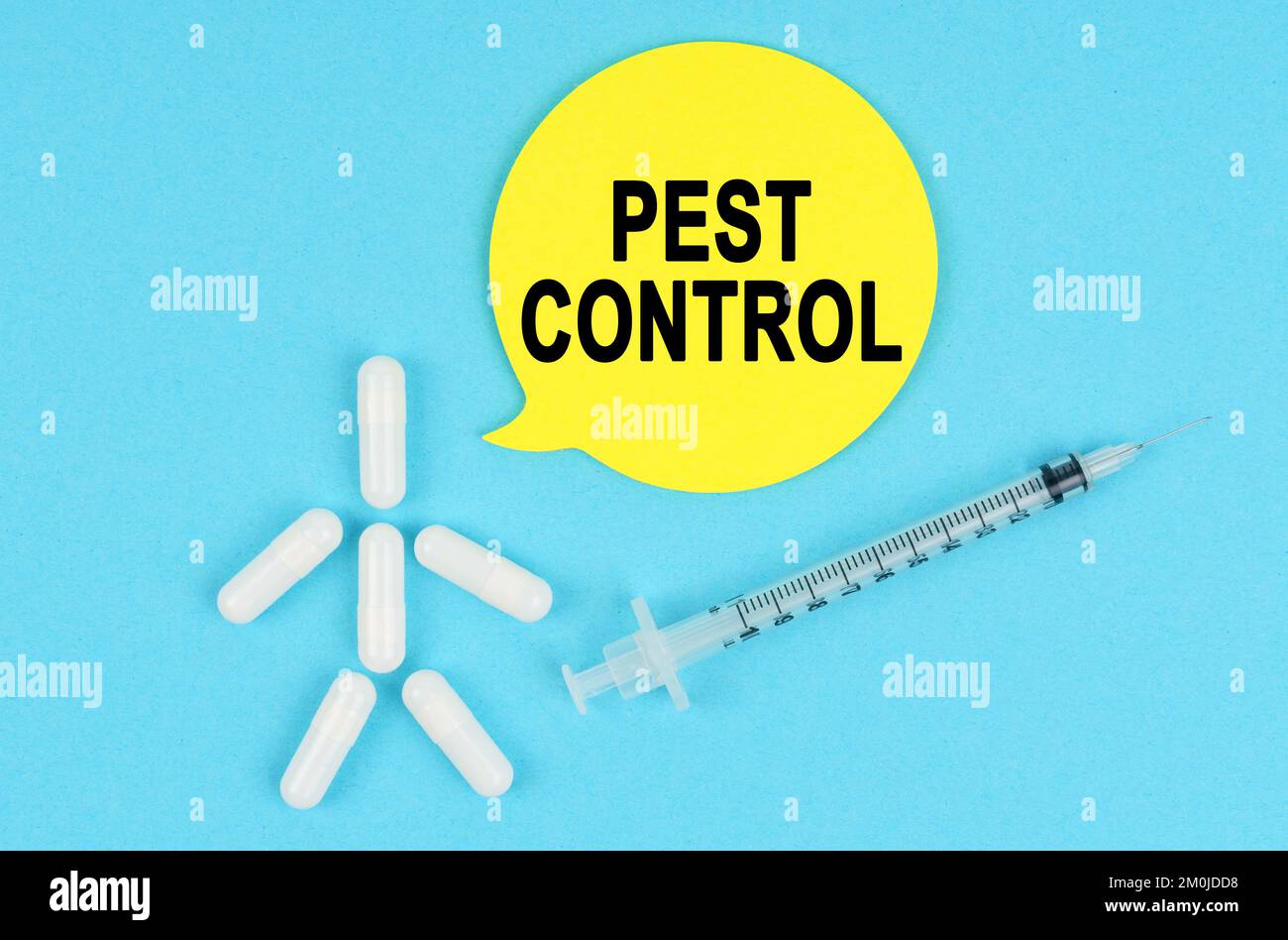 Medicine and health concept. Syringe, human figure made of pills and ...