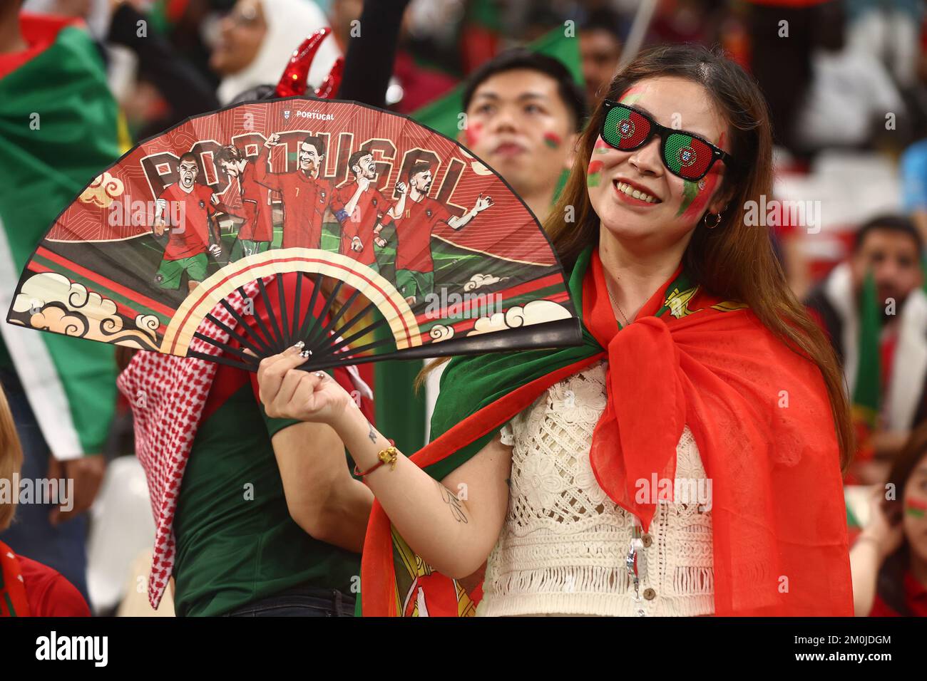 Doha, Qatar. 06th Dec, 2022. A Portugal fan looks on during the 2022 ...