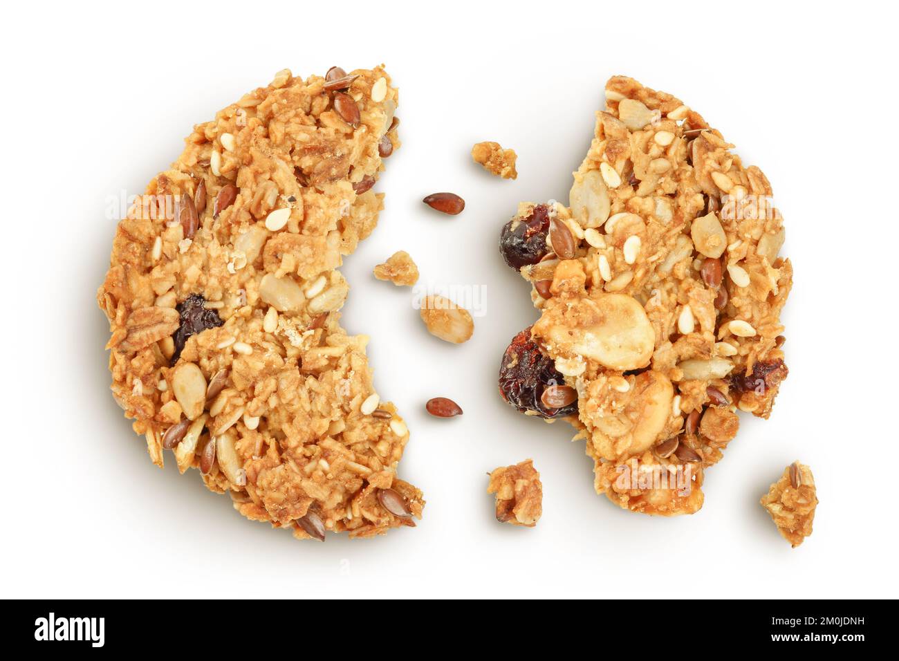 Granola cookie isolated on white background with full depth of field ...
