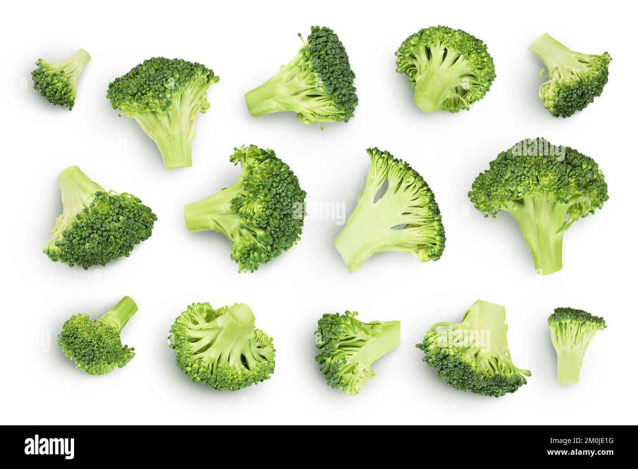 fresh broccoli isolated on white background. Top view. Flat lay Stock ...