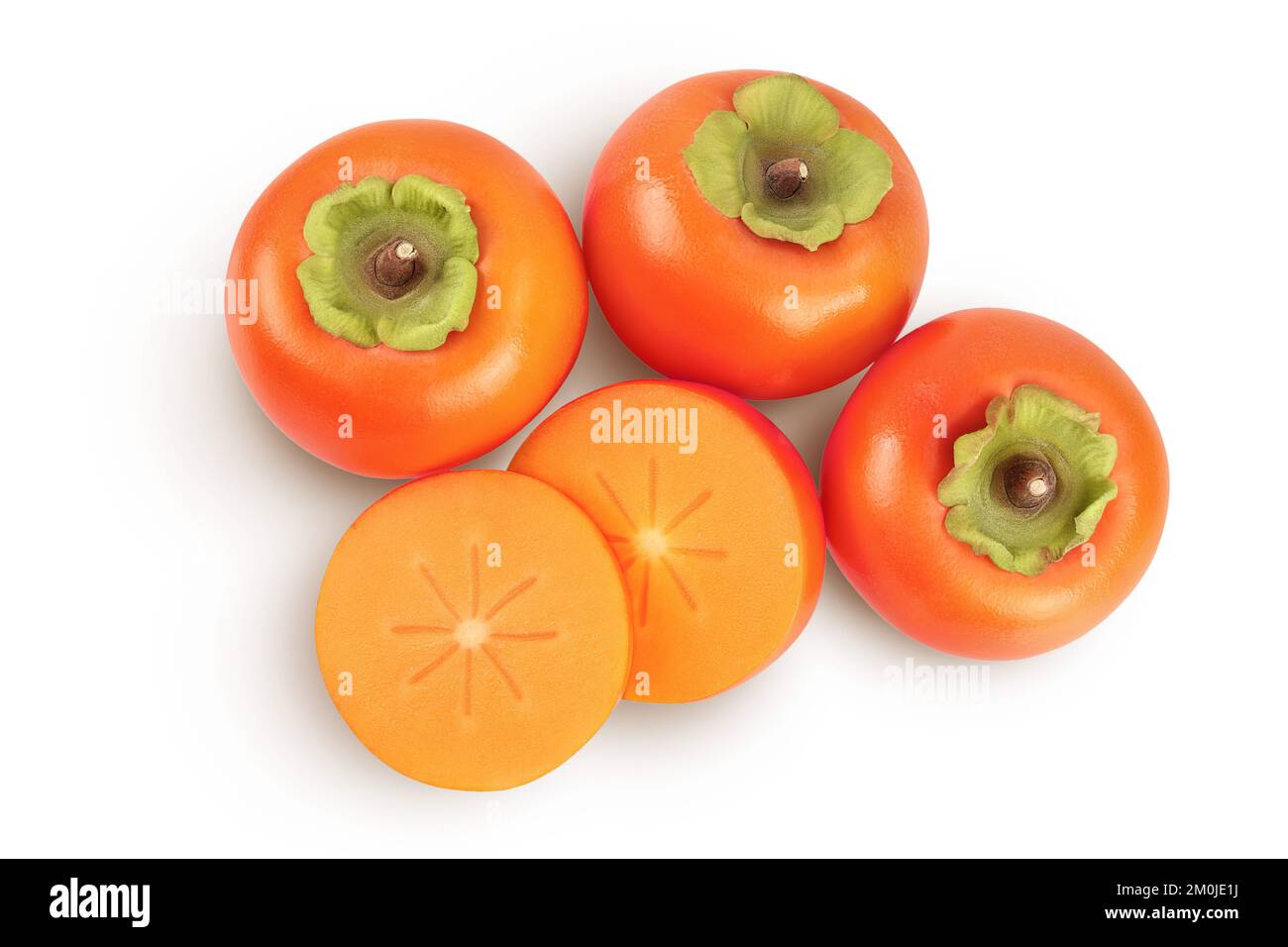 Persimmon fruit isolated on white background with full depth of field ...