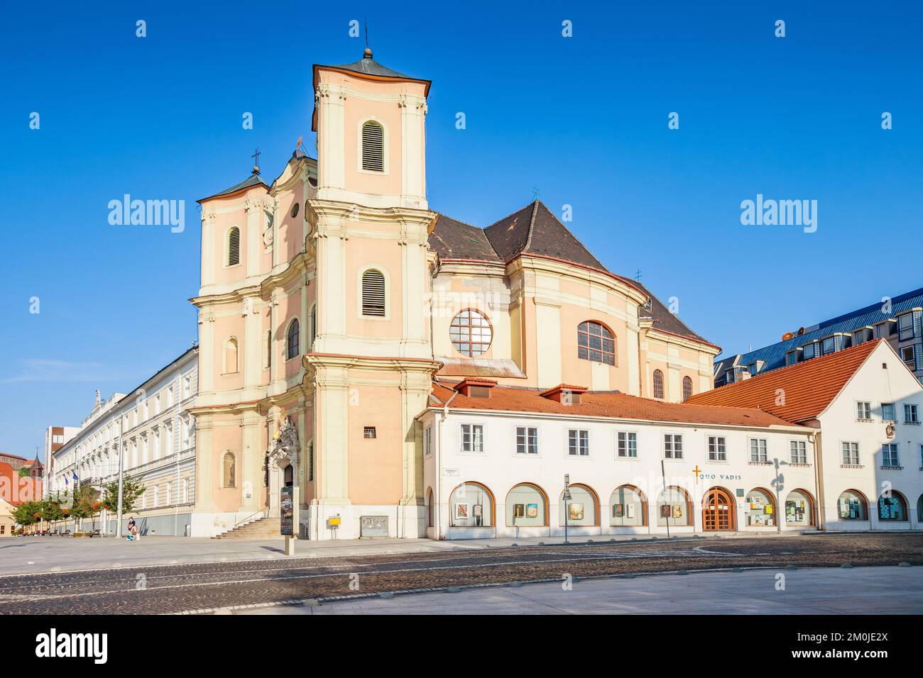 The Baroque style Holy Trinity Church in old town Bratislava, Slovakia ...
