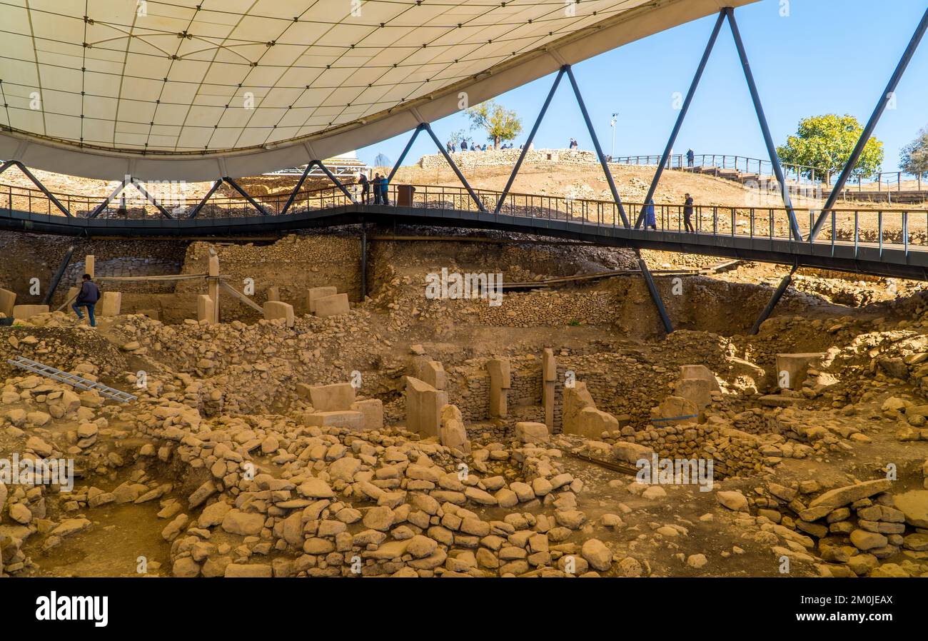 The archaeological site of Gobeklitepe near Urfa in Turkey, under the ...