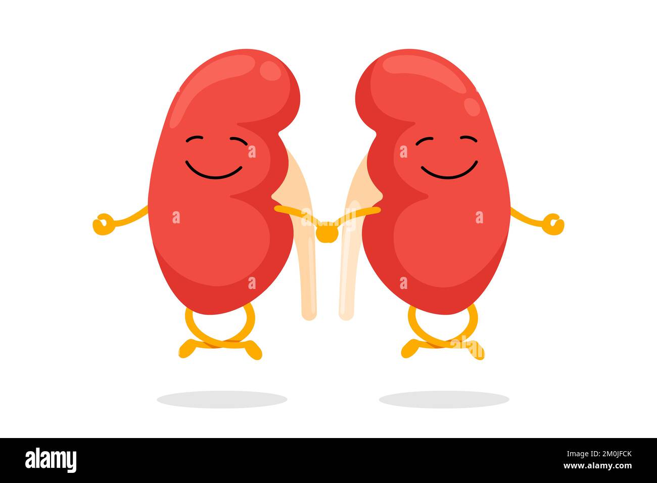 Cute healthy human kidneys characters relaxation meditate. Funny kidney ...