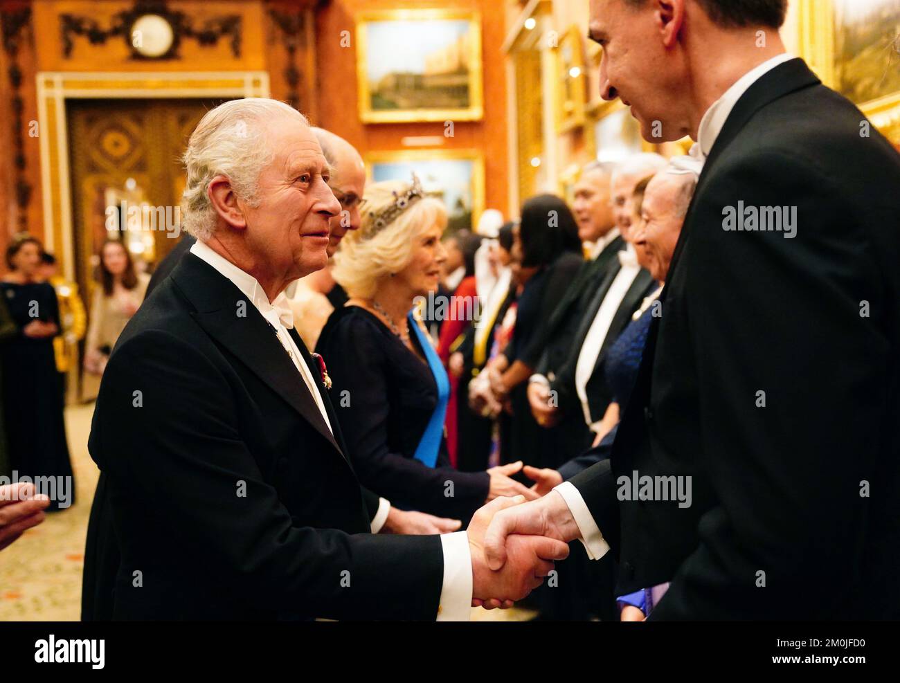 King Charles III (left) during a Diplomatic Corps reception at ...