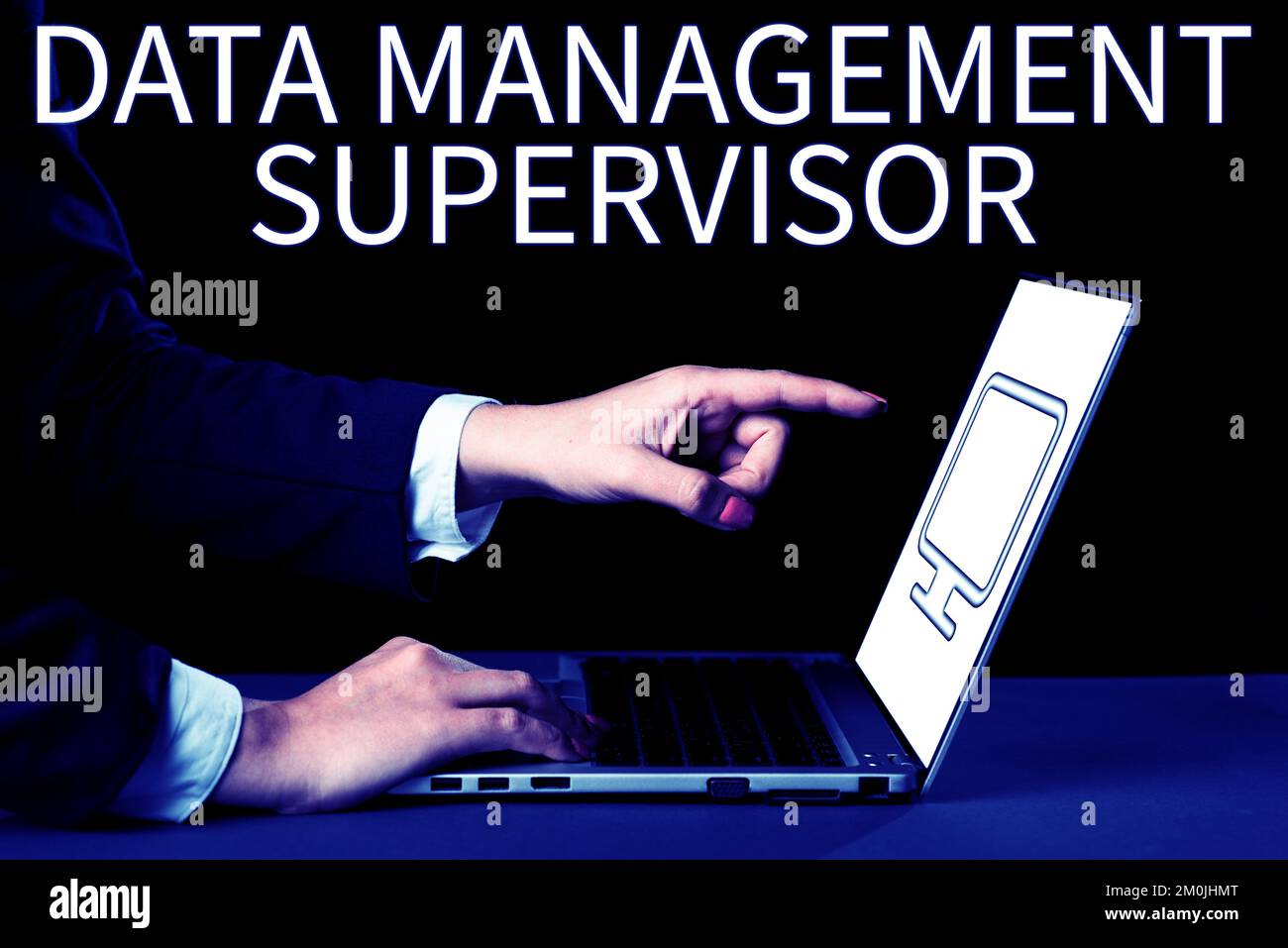 Sign displaying Data Management Supervisor. Business showcase ensuring the efficient and ...