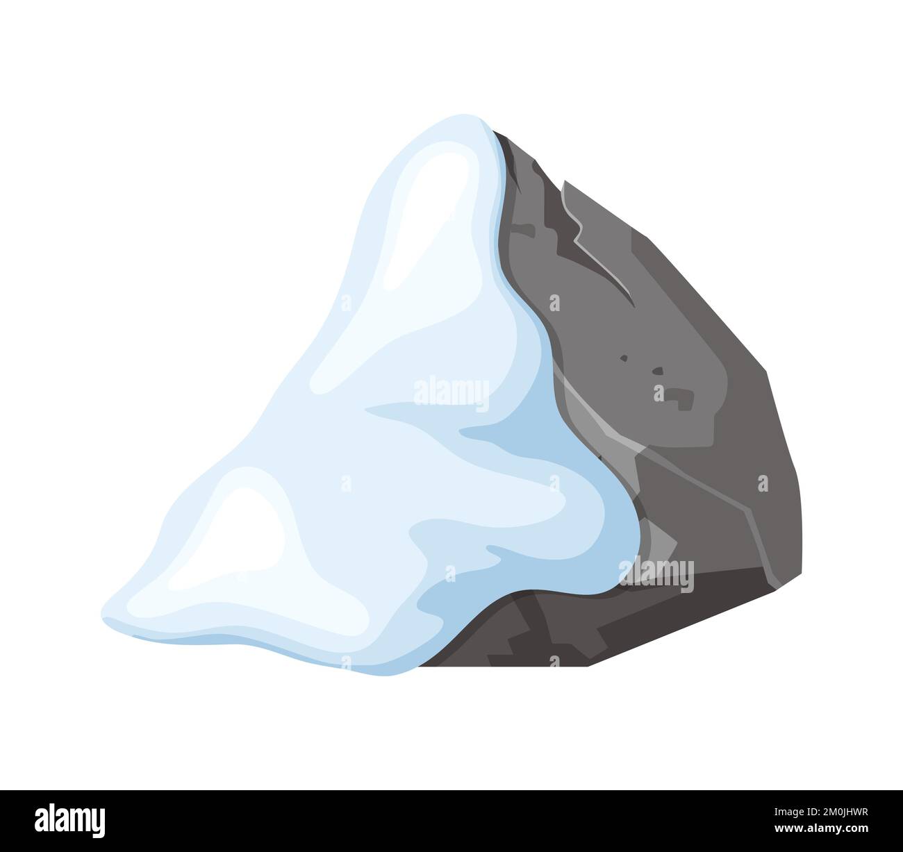 Stone and rock in snow. Snowy mountains in cartoon, heap of boulders in ...