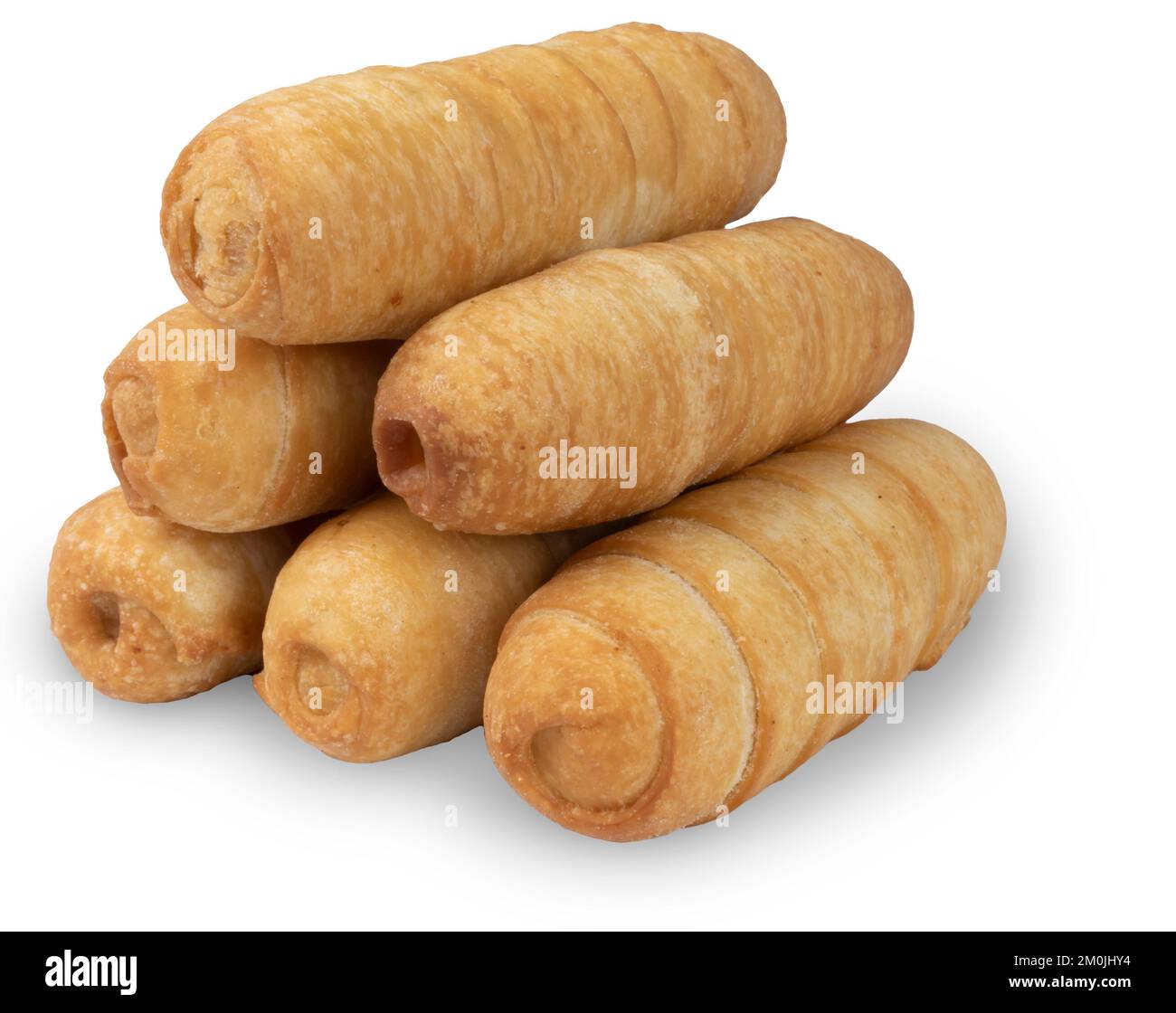 Six tequenos in a pile of pyramid shape, deep fried venezuelan snack ...