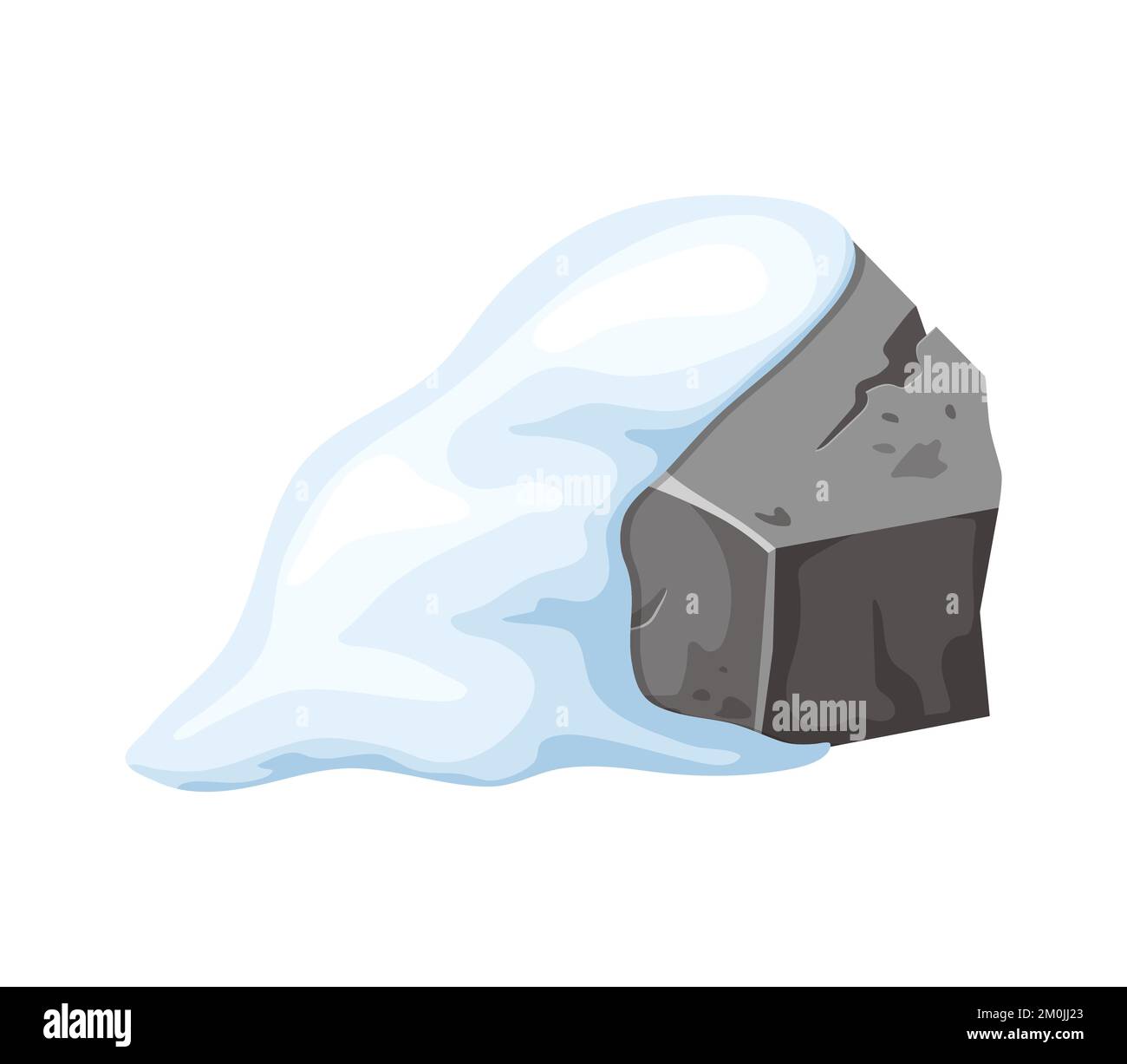 Stone and rock in snow. Snowy mountains in cartoon, heap of boulders in ...