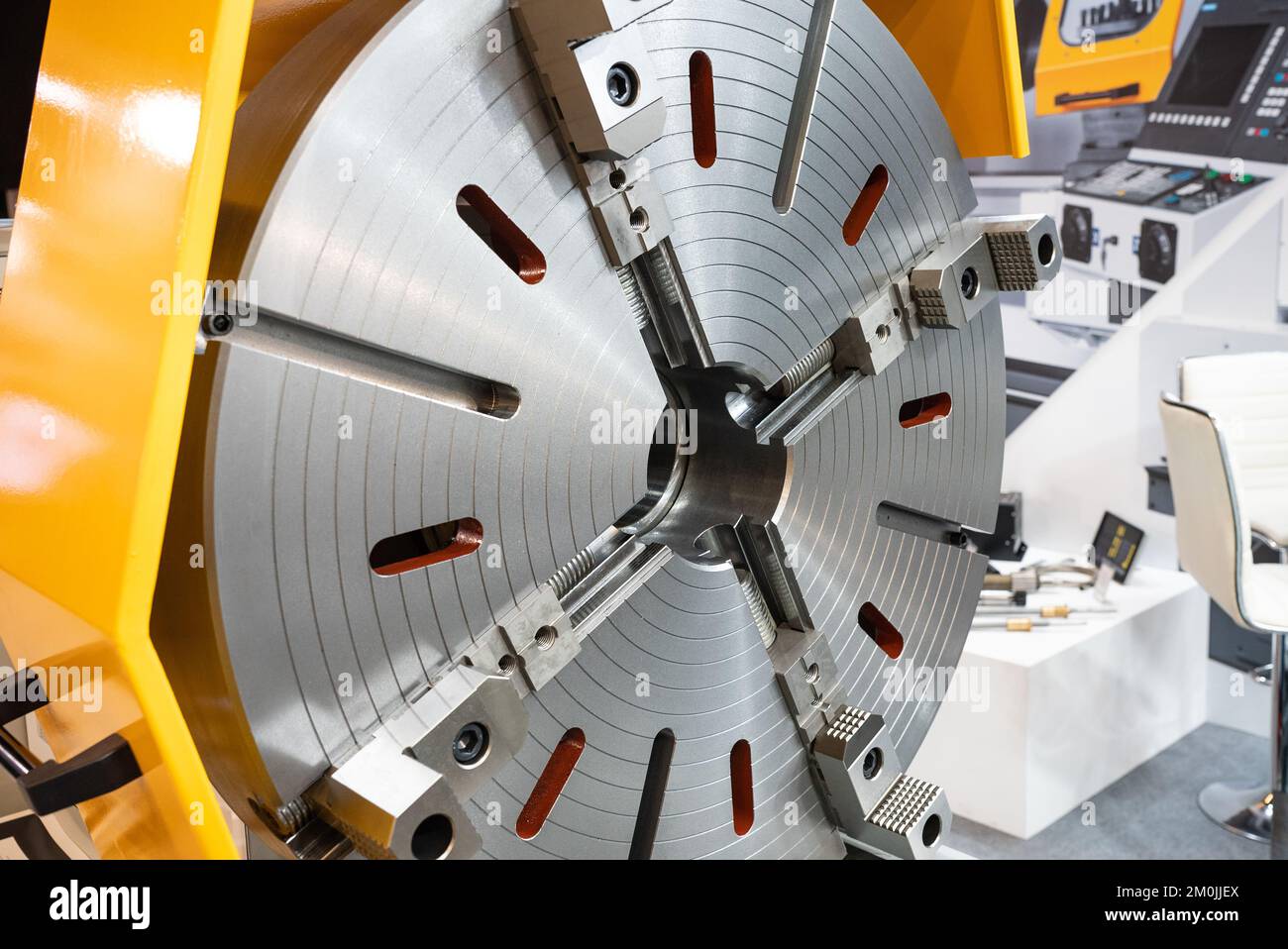 Big turning chuck with 4 jaws. Turning machine with big chuck Stock ...