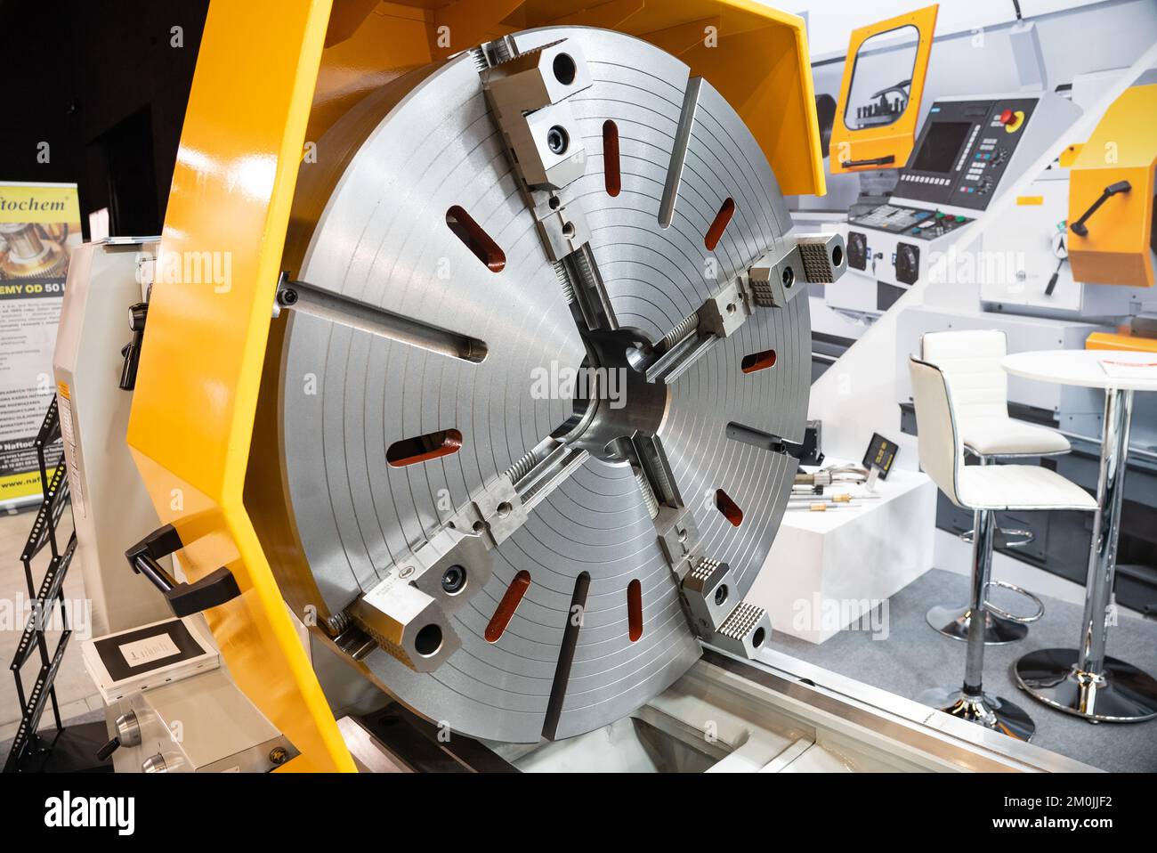 Big turning chuck with 4 jaws. Turning machine with big chuck Stock ...