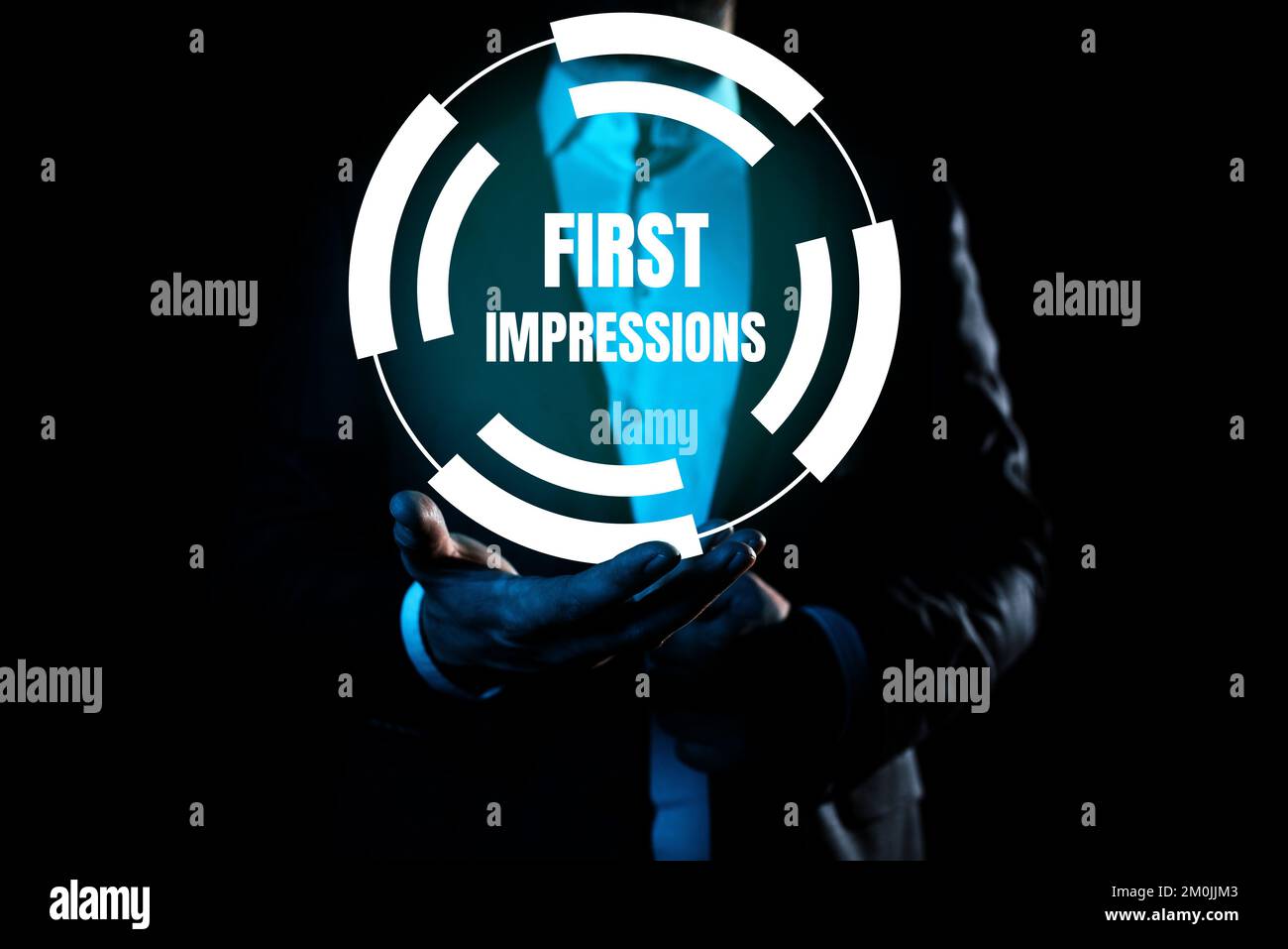 Conceptual caption First Impressions. Business idea What a person ...