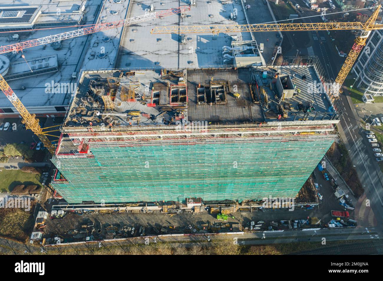 Construction site with a tower crane. Construction of residential ...