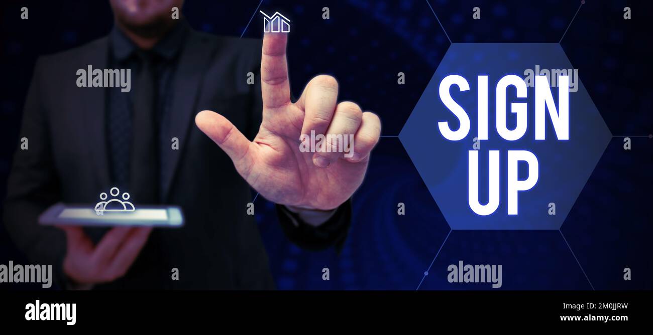 Handwriting text Sign Up. Business approach use your information to ...