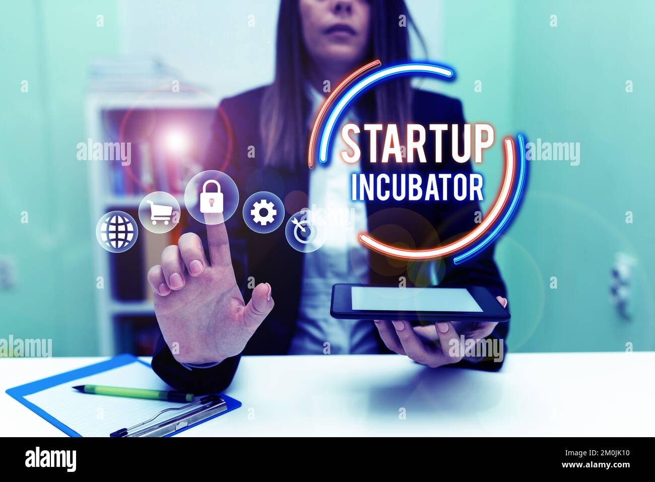 Hand writing sign Startup Incubator. Business showcase Concept that can ...