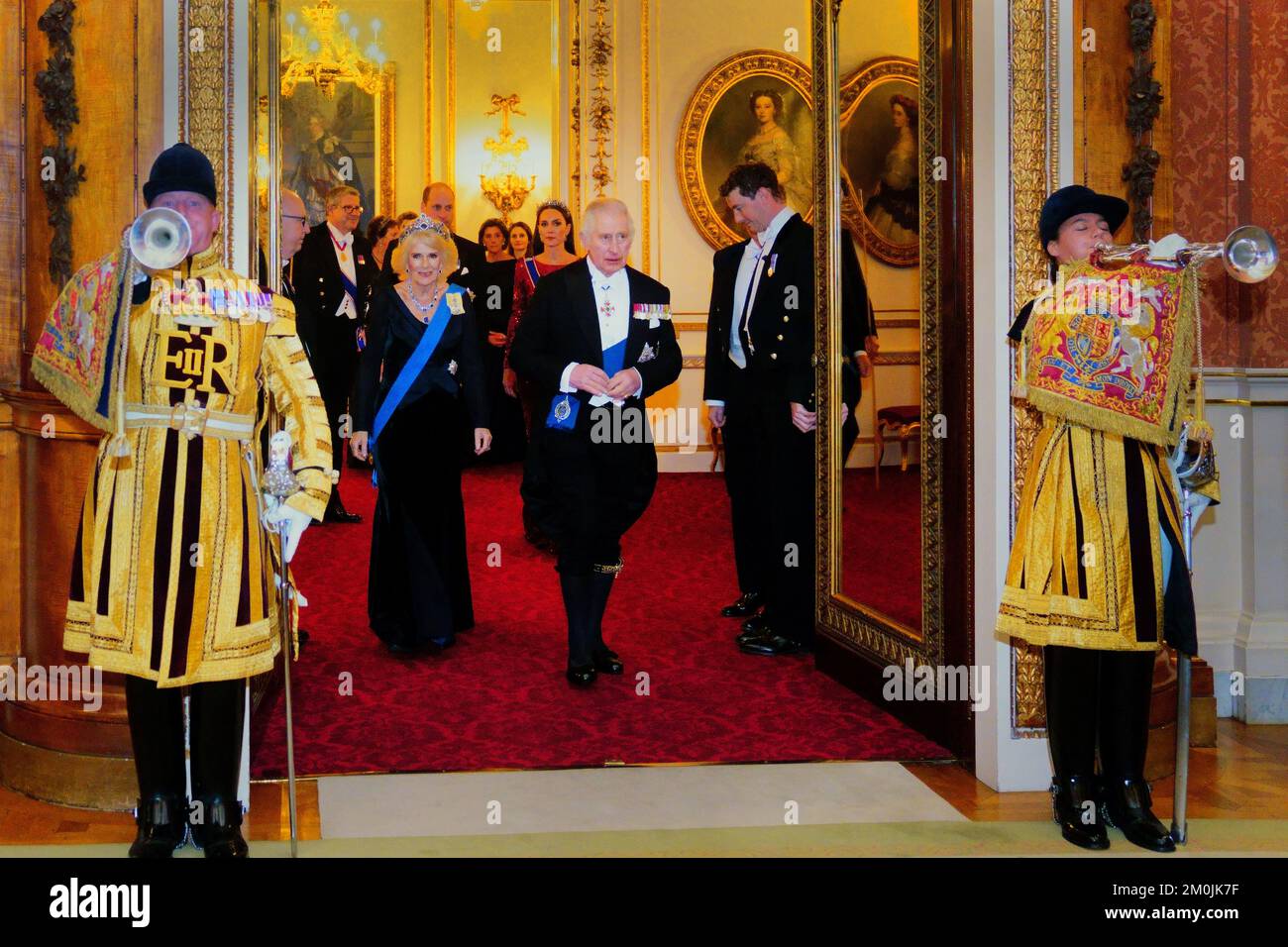 King Charles III and the Queen Consort during a Diplomatic Corps ...