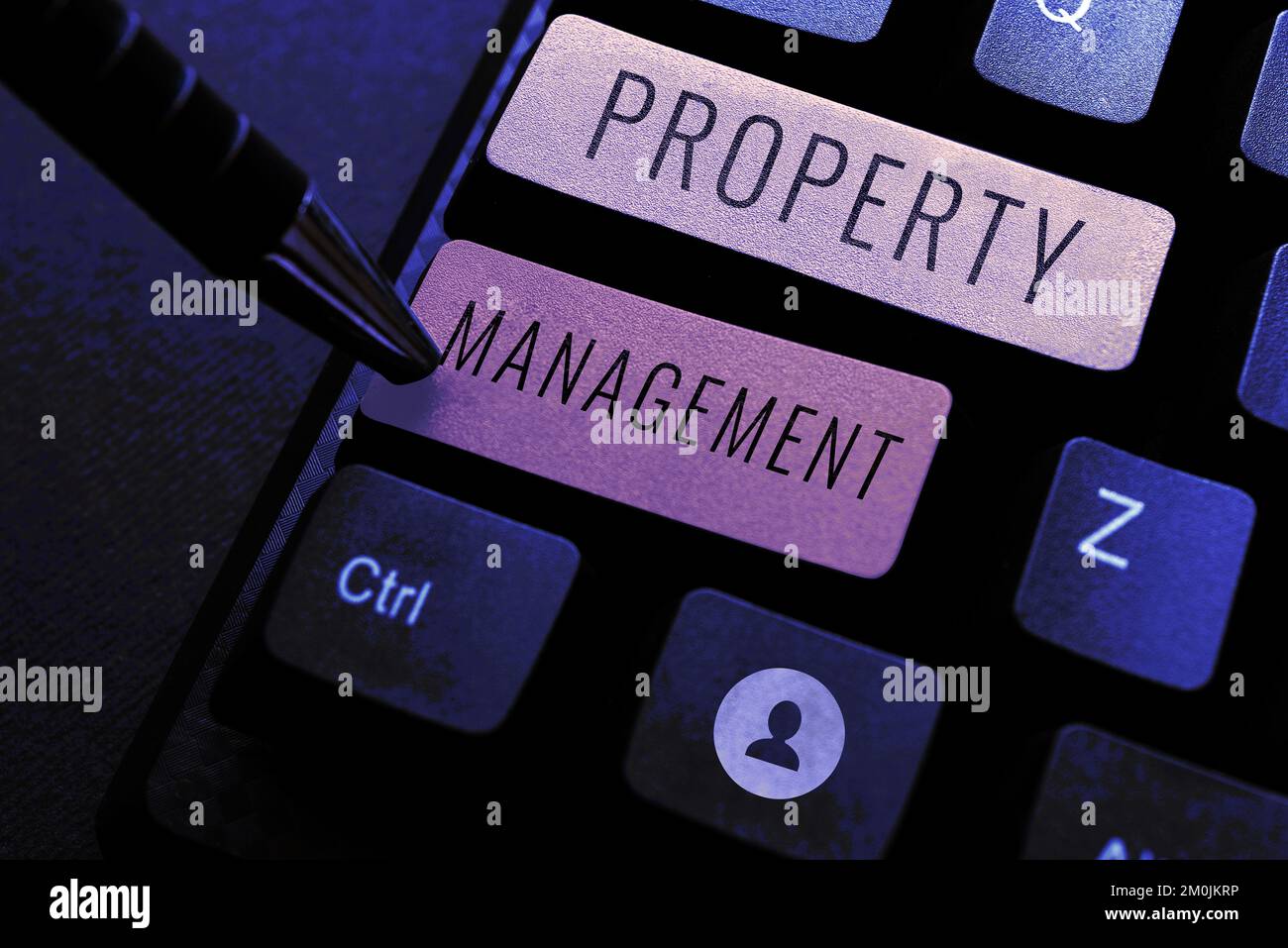 Text caption presenting Property Management. Word for Overseeing of ...