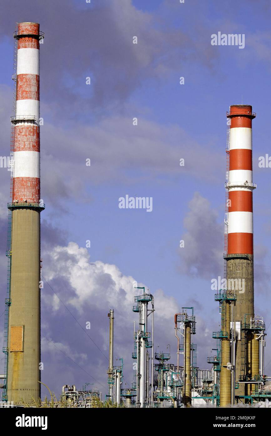 Industrial facility with tall chimneys Stock Photo - Alamy