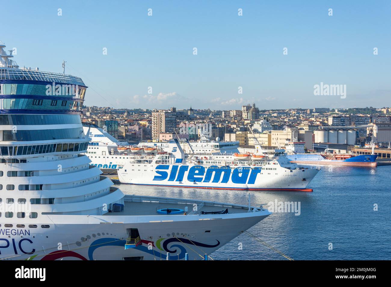 Cruise ship and ferries in Port of Naples, City of Naples (Napoli ...