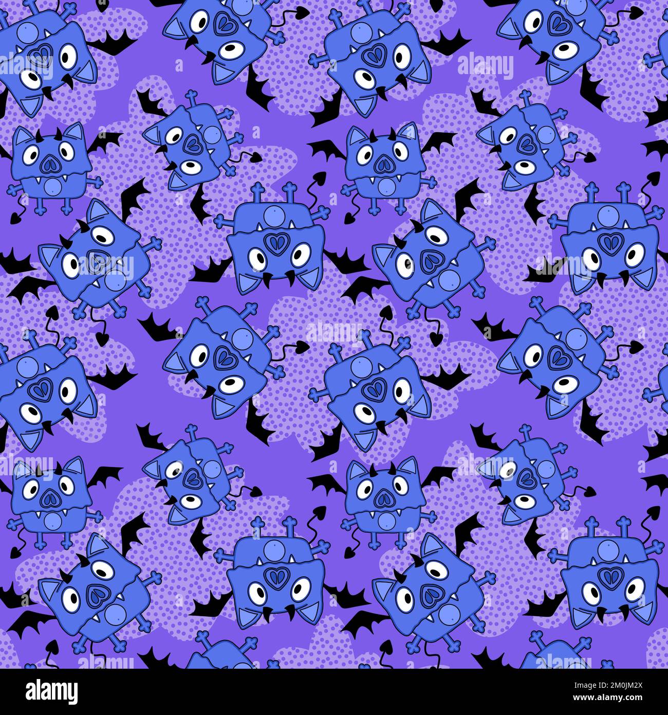 Halloween animals seamless bats pattern for wrapping paper and kids ...