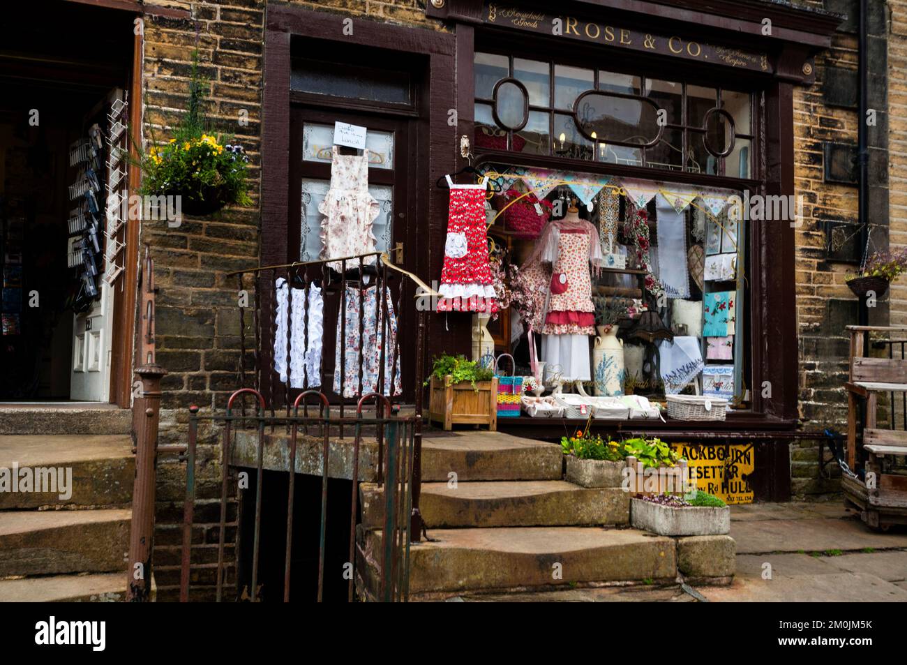 Victorian shop with a unique oval windows in Haworth, England, heart of ...
