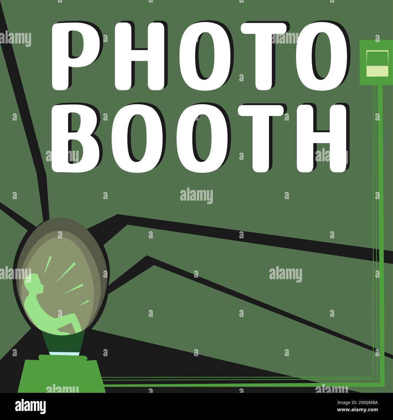 Text caption presenting Photo Booth. Word Written on form of photo ...