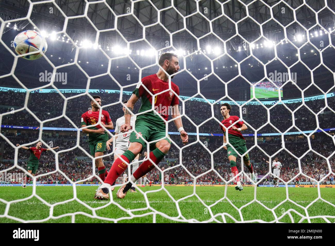 Lusail, Qatar. 07th Dec, 2022. Bruno Fernandes of Portugal reacts after Goncalo Ramos of ...