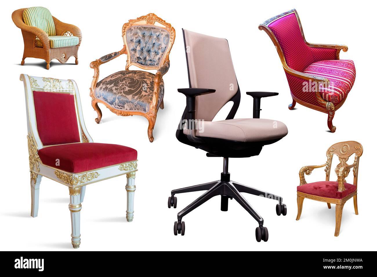 Isolated different set of chairs on white background Stock Photo - Alamy
