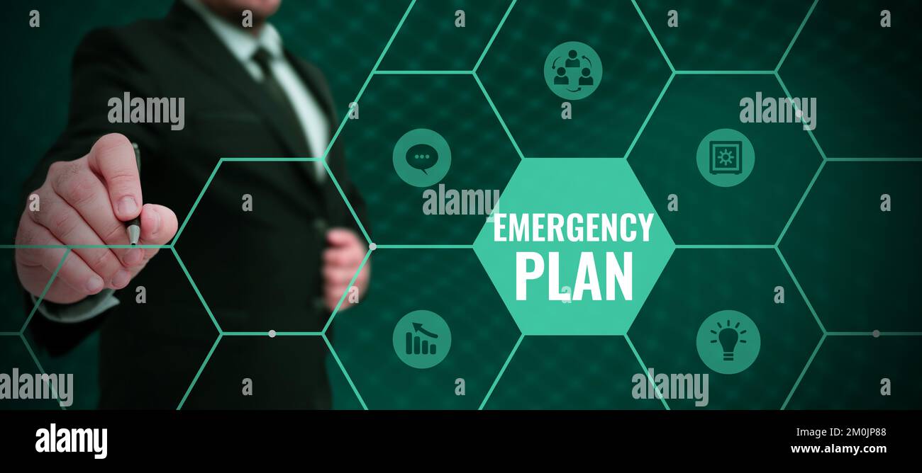 Handwriting text Emergency Plan. Internet Concept Procedures for ...