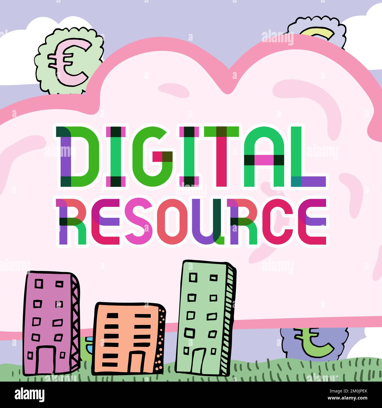 Text caption presenting Digital Resource. Internet Concept content that distributed digitally ...